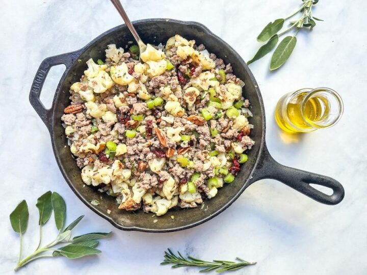 Breadless Cauliflower Stuffing with Turkey - The Paleo Diet®
